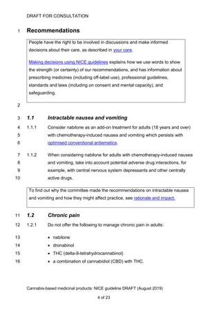 Draft guideline cannabis-based medicinal products by nice | PDF