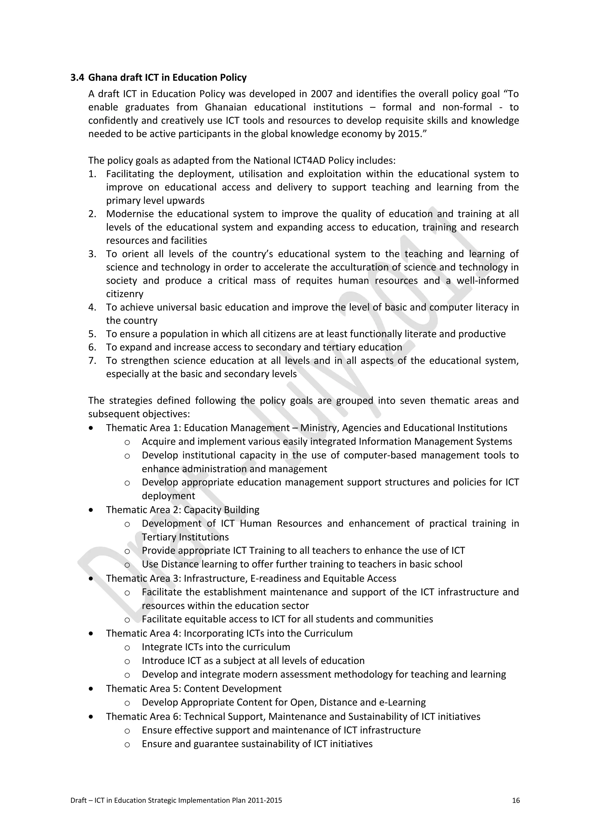 Draft ict in education strategic implementation plan ghana-2011-07-15 | DOC