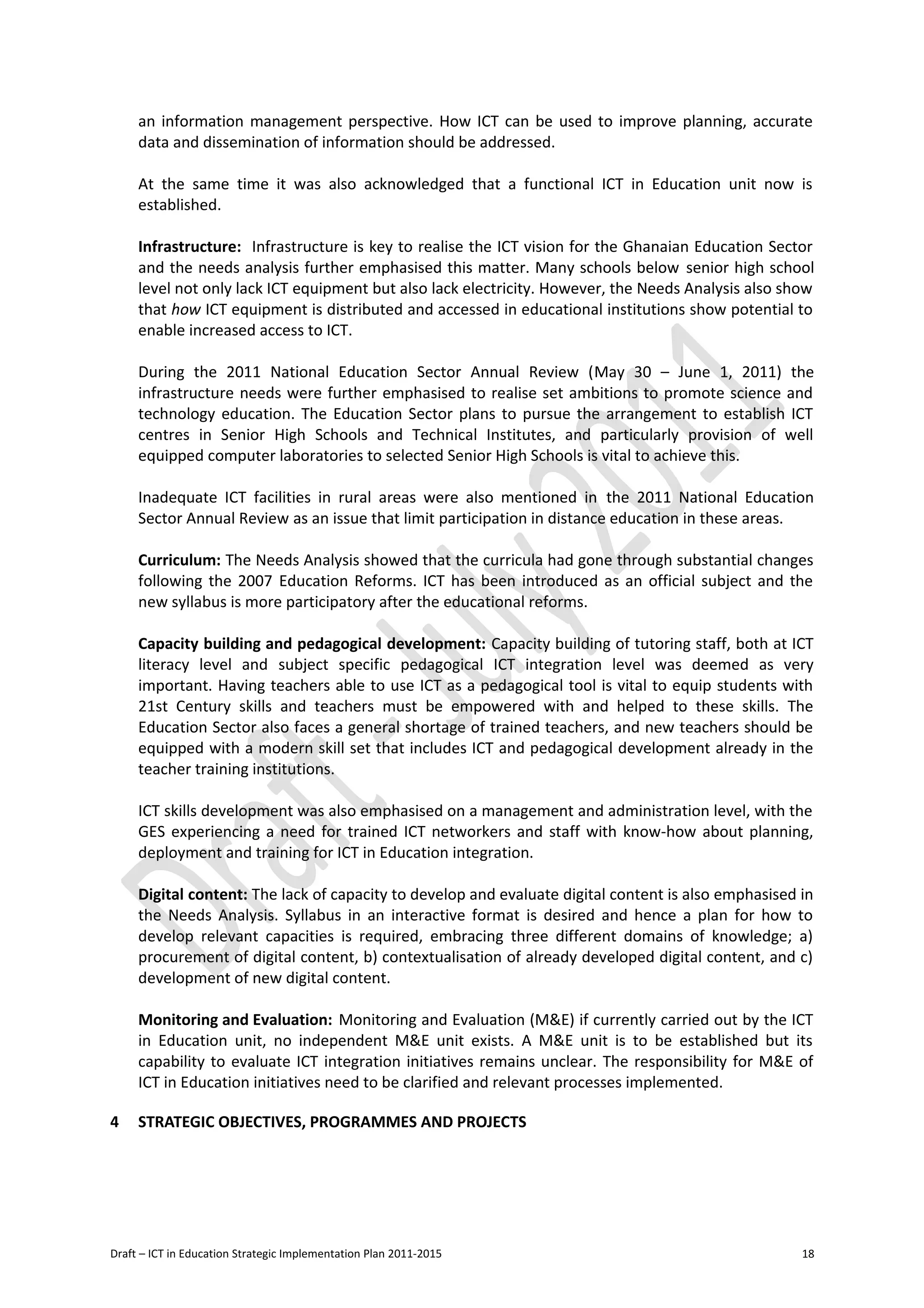 Draft ict in education strategic implementation plan ghana-2011-07-15 | DOC