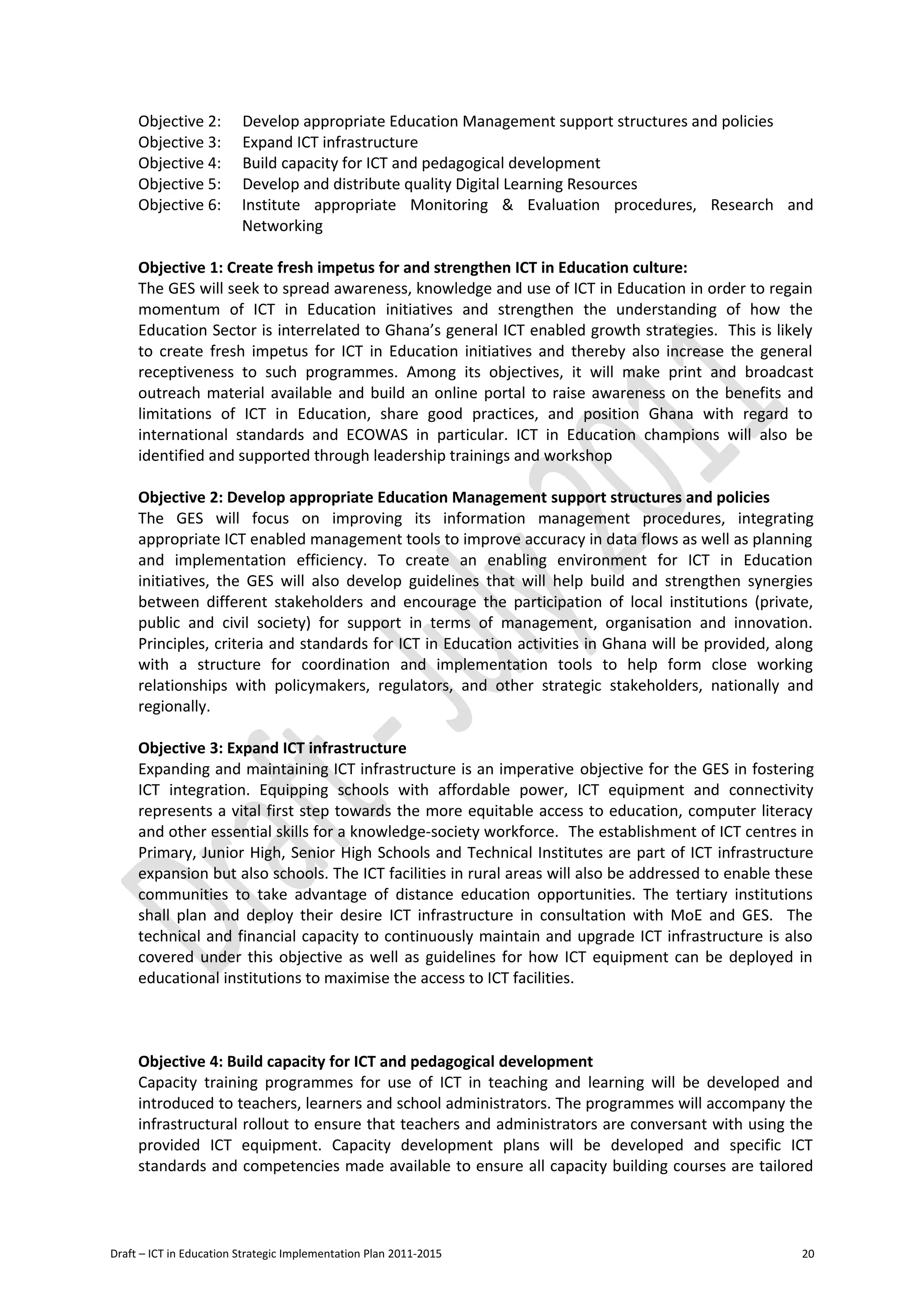 Draft ict in education strategic implementation plan ghana-2011-07-15 | DOC