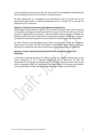 Draft ict in education strategic implementation plan ghana-2011-07-15 | PDF