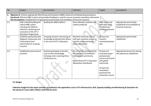 Draft ict in education strategic implementation plan ghana-2011-07-15 | PDF