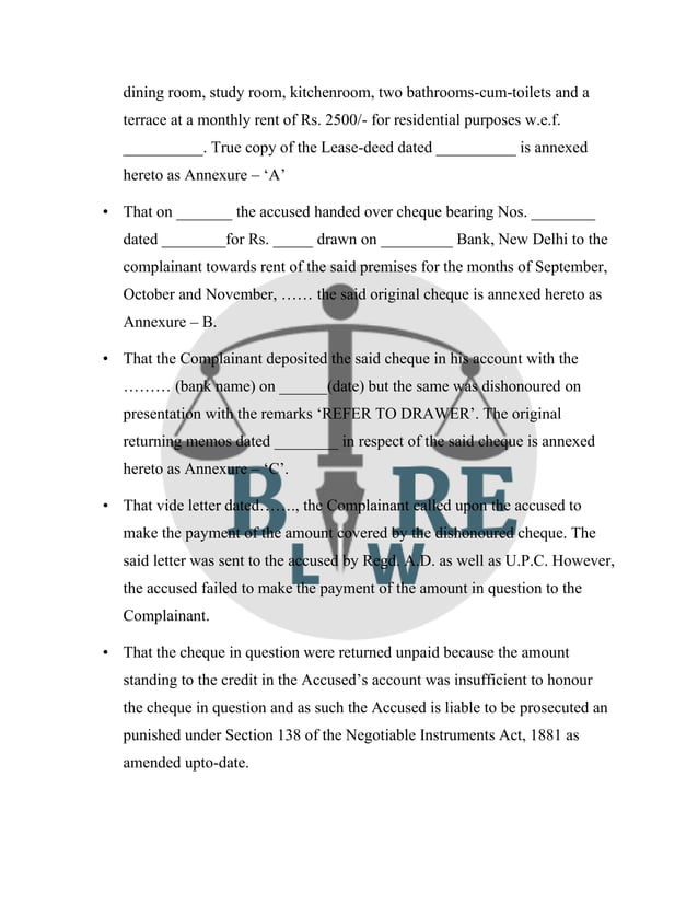 Draft-of-Complaint-Under-Section-138-The-Negotiable-Instruments-Act ...