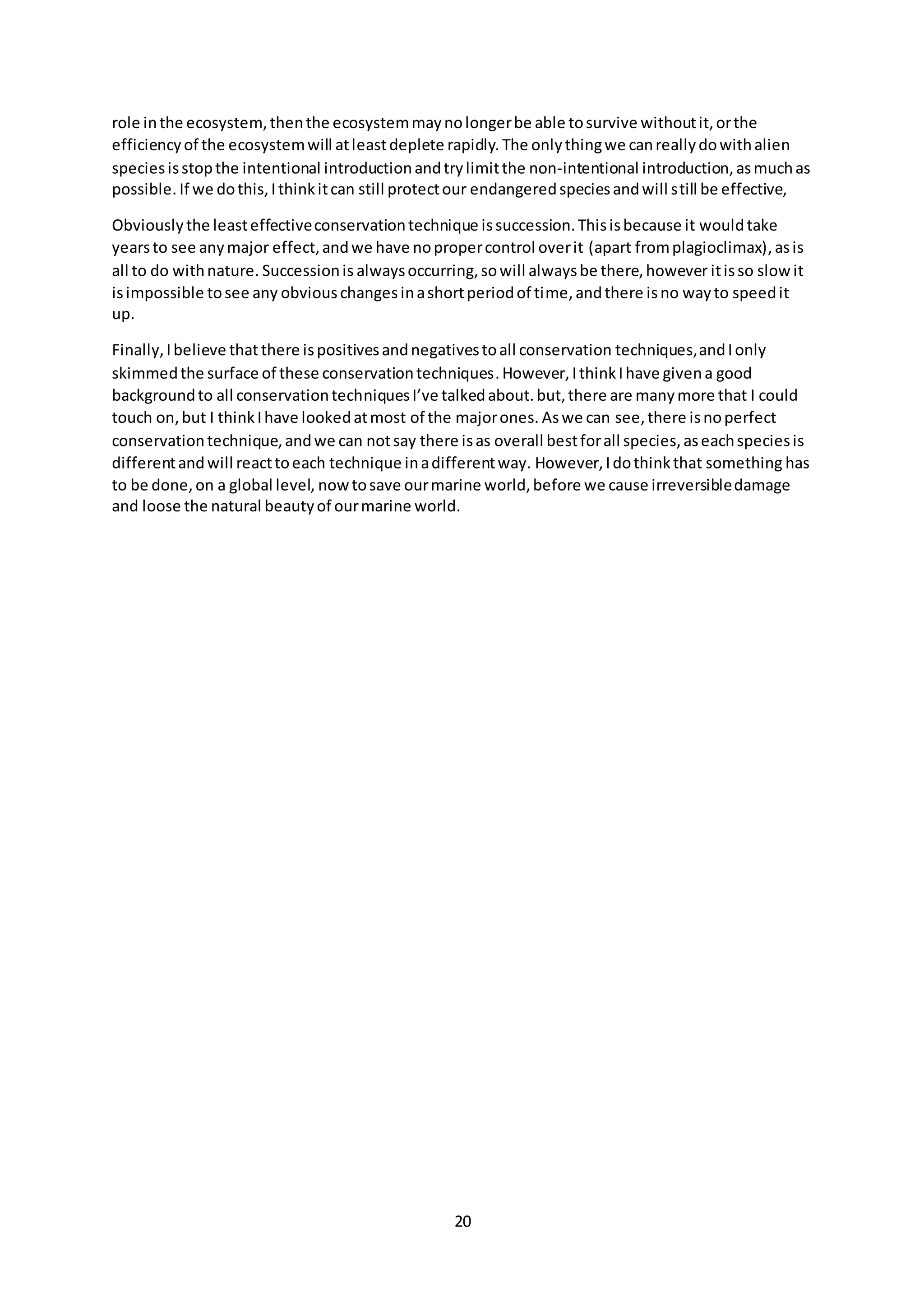 EPQ dissertation - marine conservation | DOCX