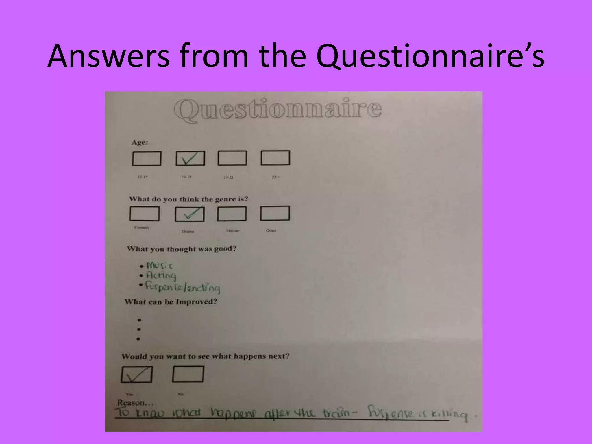 Draft 3 feedback using a questionnaire | PPTX