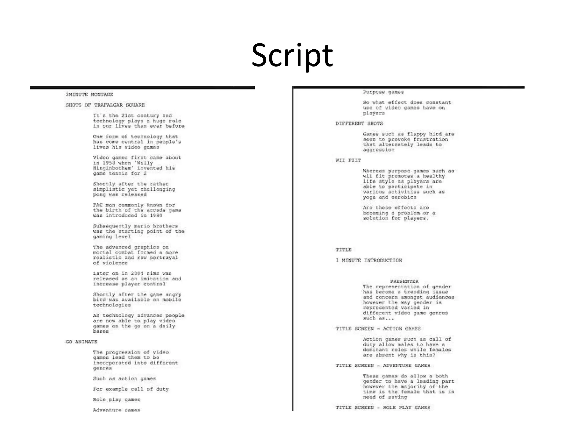 Draft 4 timeline and script | PPT