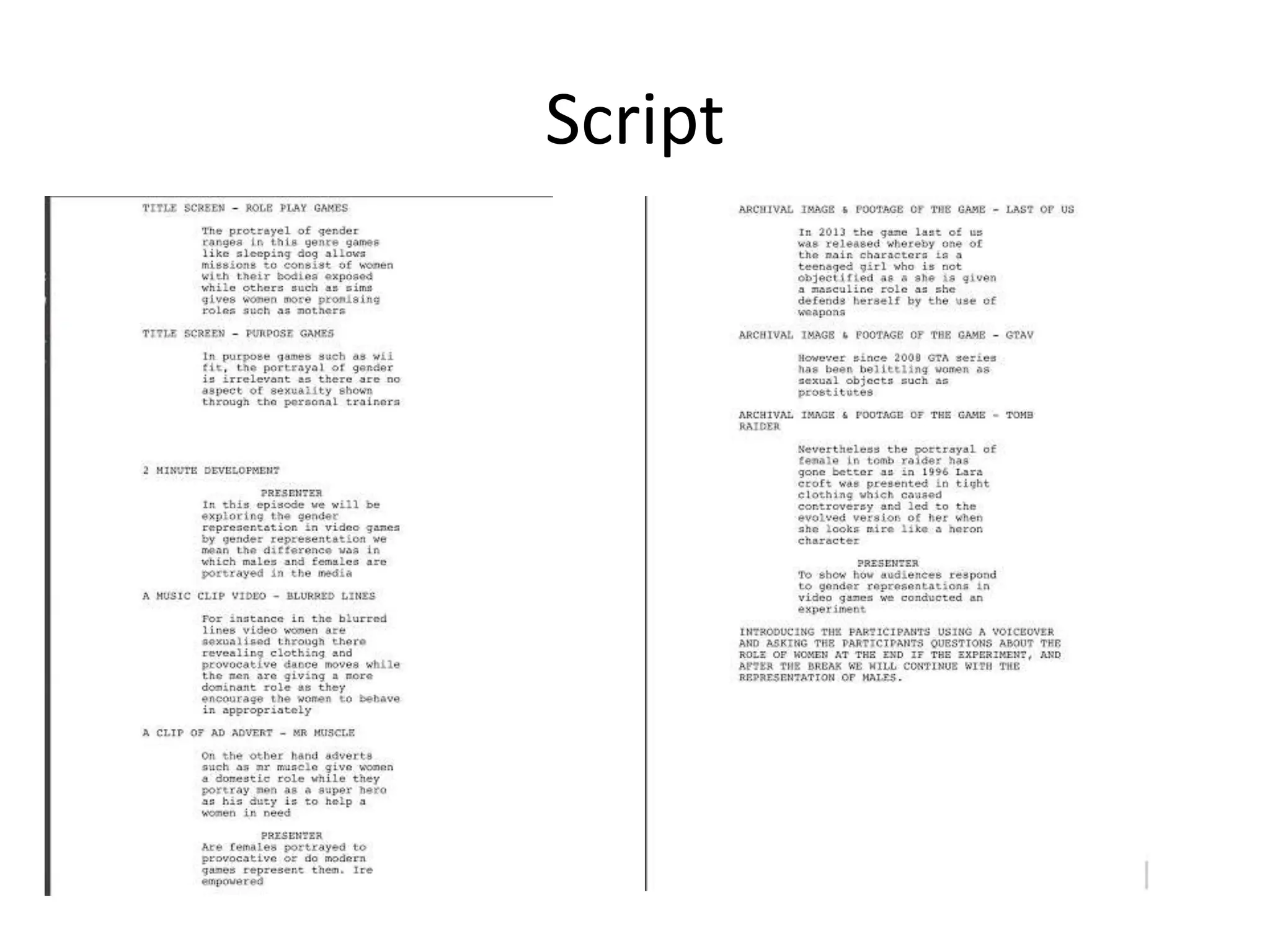 Draft 4 timeline and script | PPT