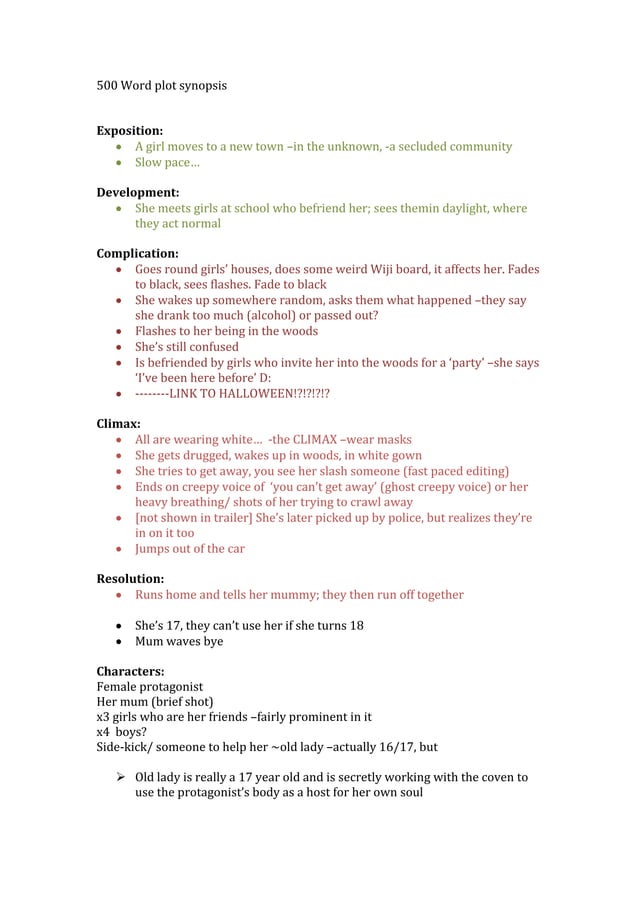 (Draft) 500 word plot synopsis | PDF