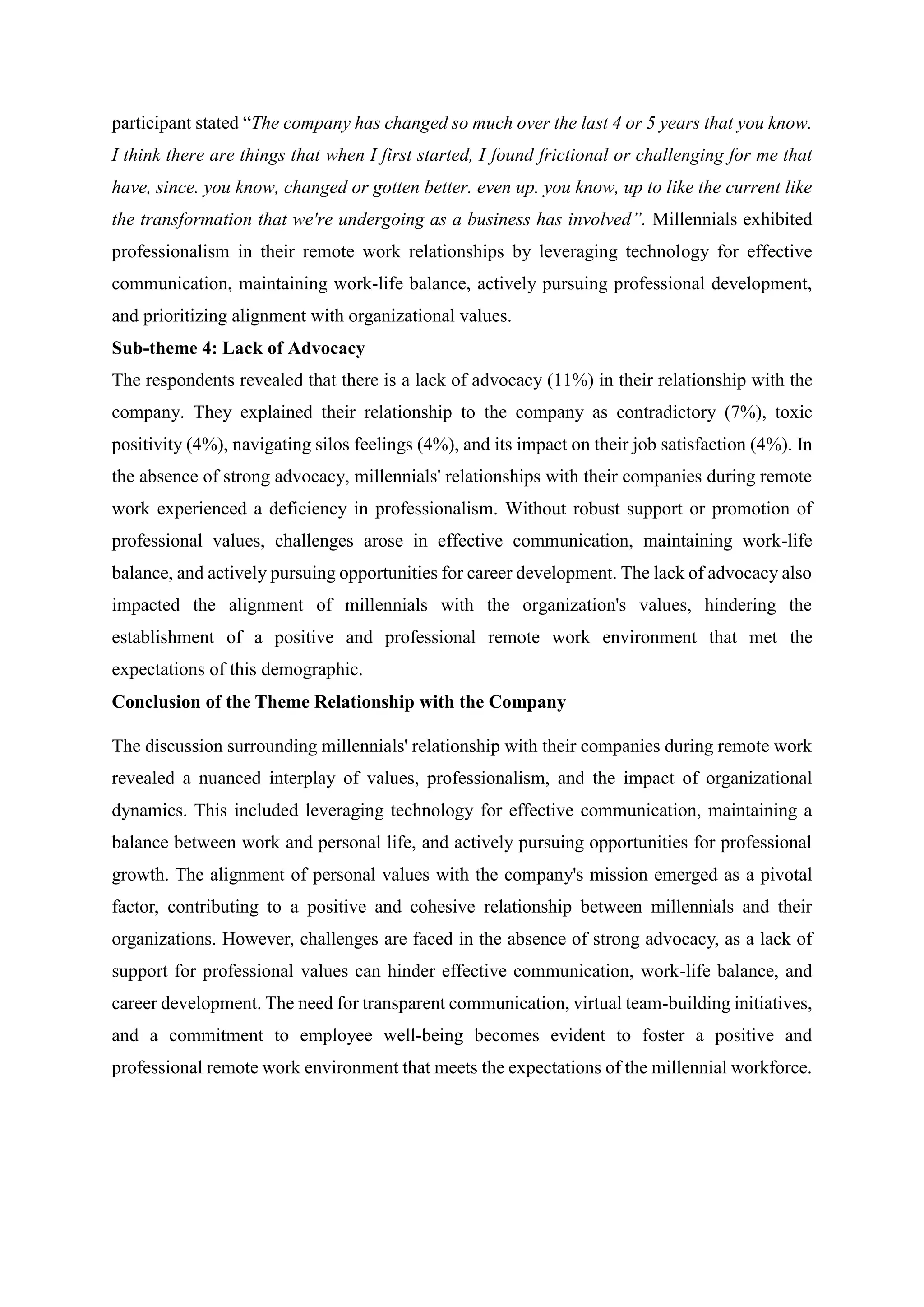 Organizational Identification of Millennial employees working remotely: Qualitative Evaluation ...