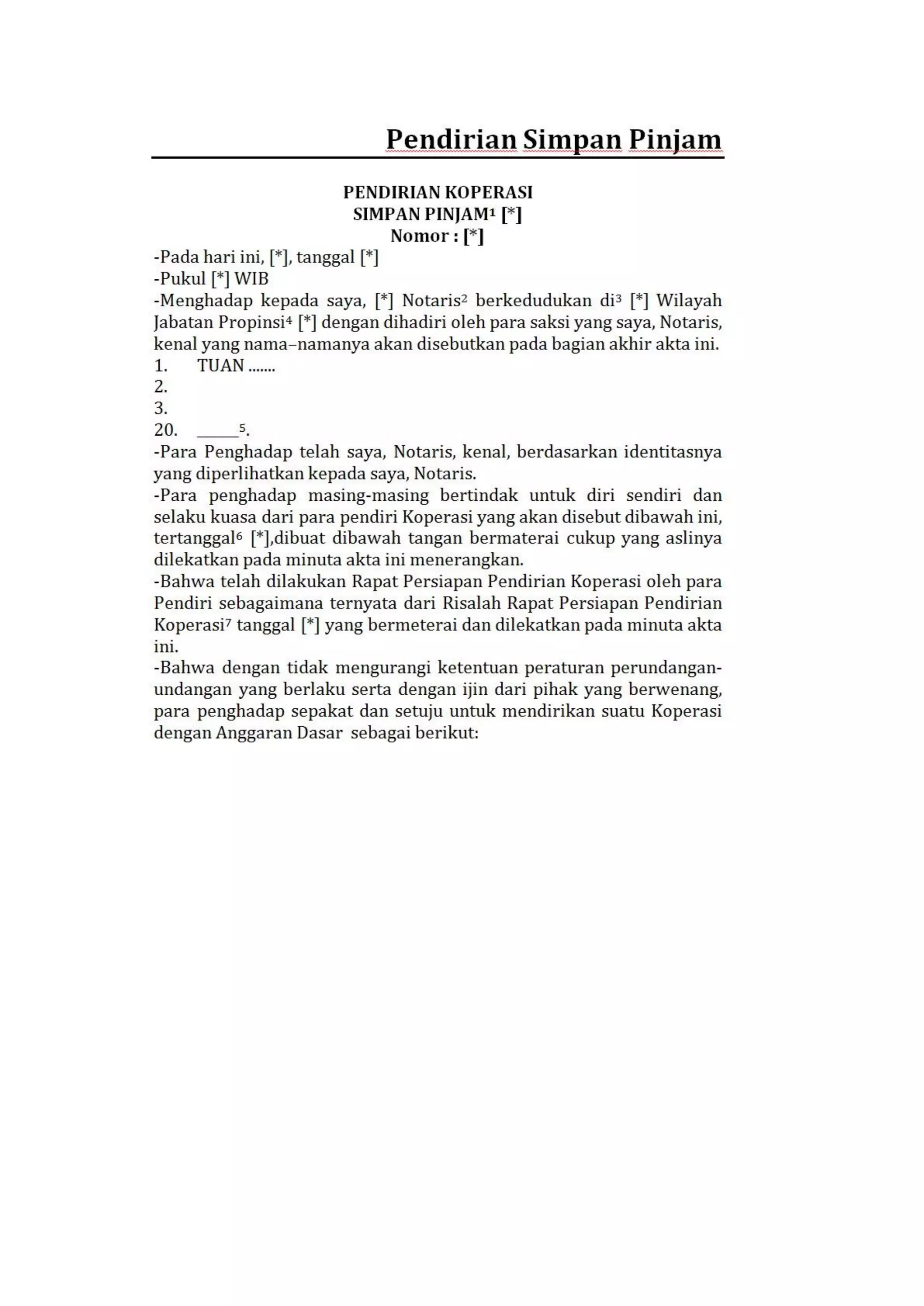 Draft akta notaris lengkap dengan surat surat perjanjian dan pernyataan ...