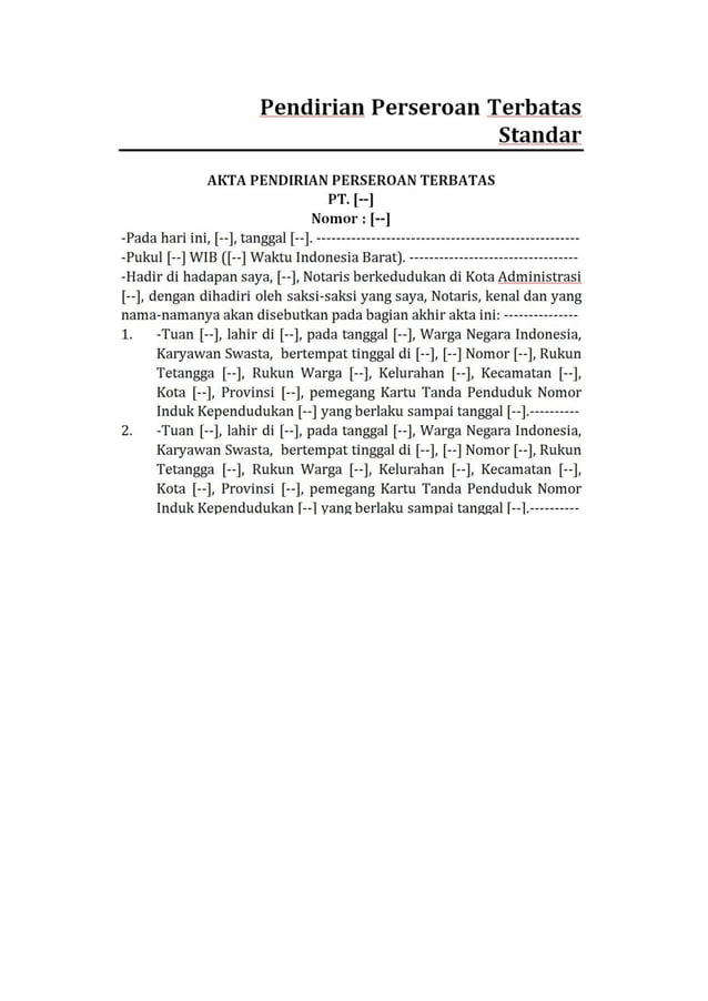 Draft akta notaris lengkap dengan surat surat perjanjian dan pernyataan ...
