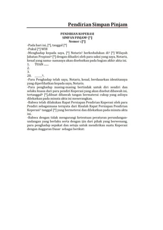 Draft akta notaris lengkap dengan surat surat perjanjian dan pernyataan ...