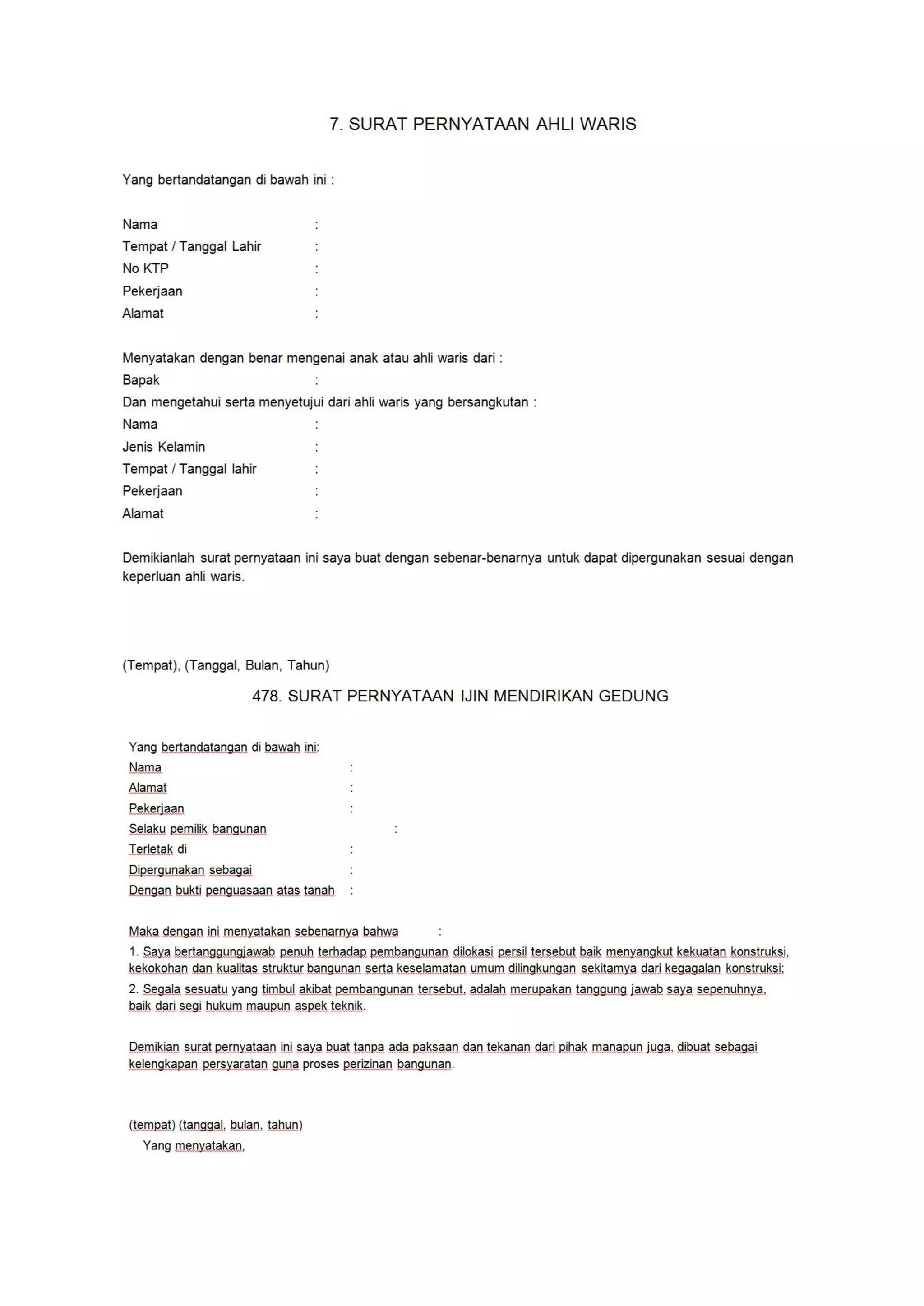 contoh akta notaris + surat surat perjanjian dan pernyataan | PDF