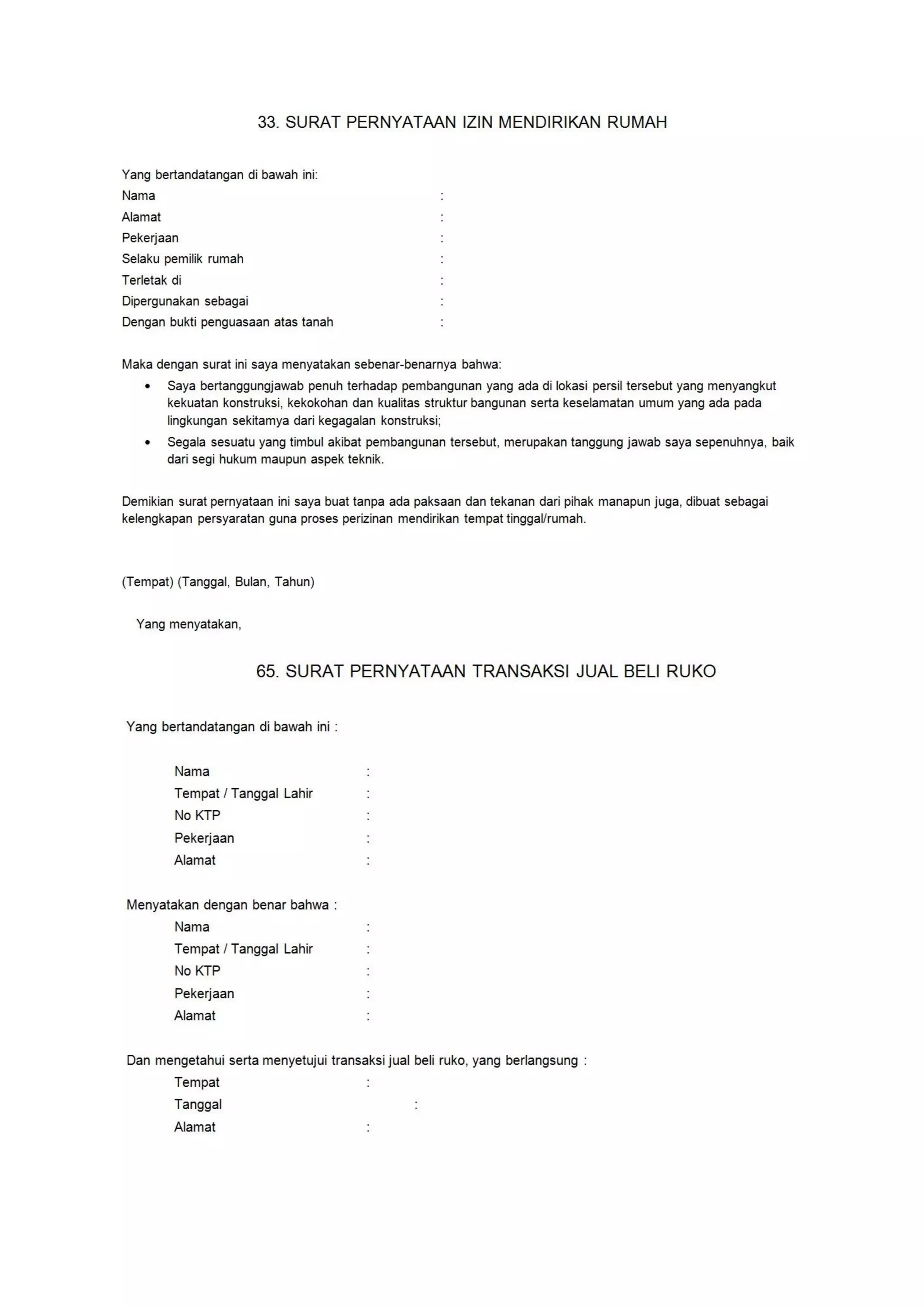 contoh akta notaris + surat surat perjanjian dan pernyataan | PDF