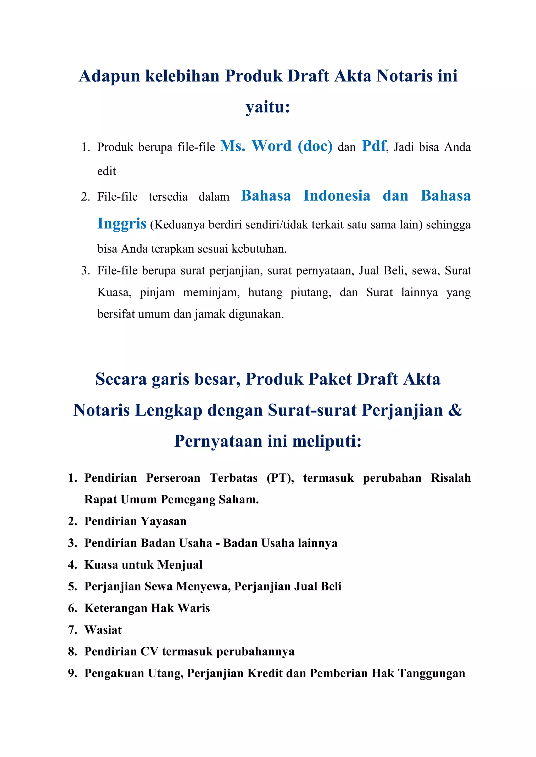 contoh akta notaris + surat surat perjanjian dan pernyataan | PDF