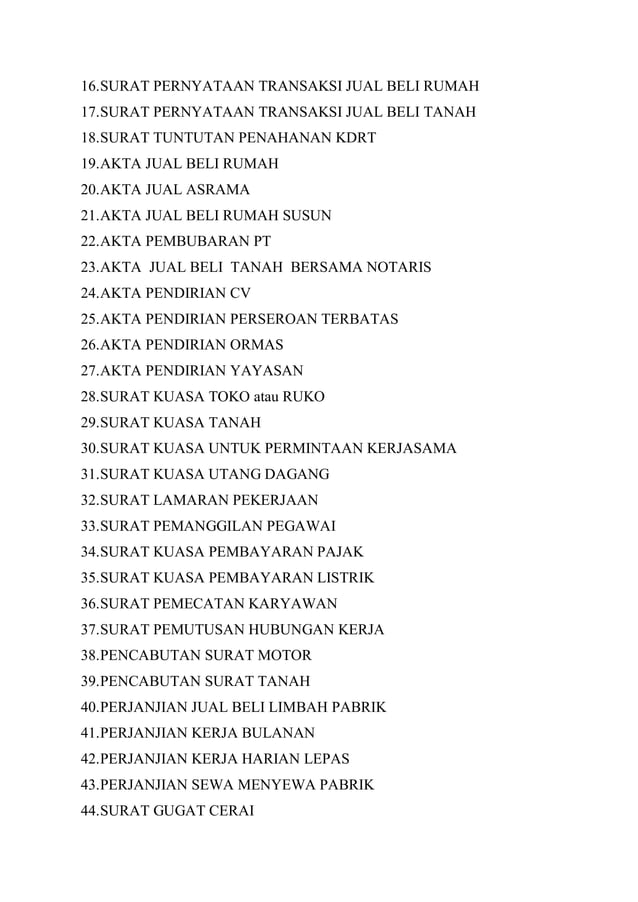 contoh akta notaris + surat surat perjanjian dan pernyataan | PDF