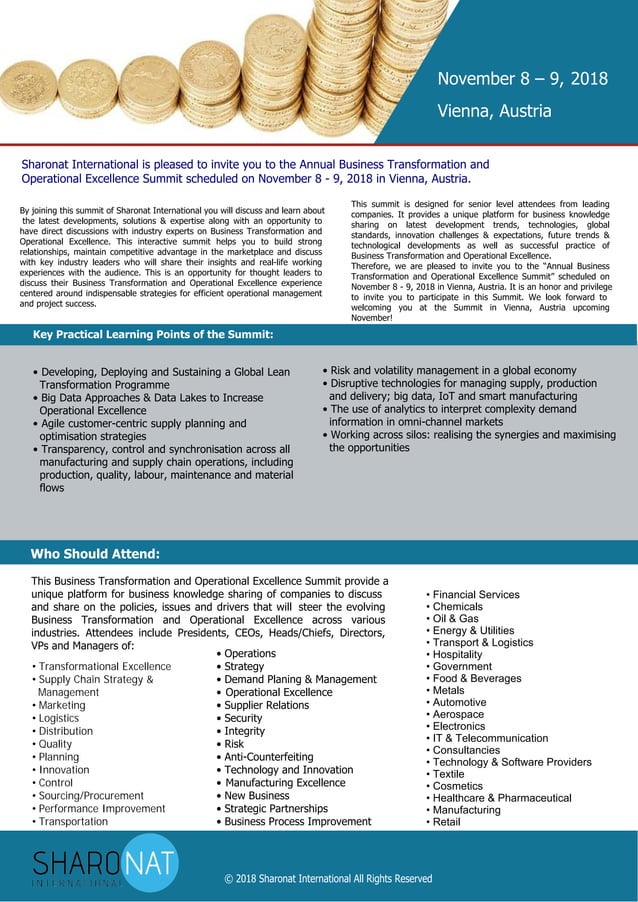 Annual business transformation and operational excellence summit | PDF