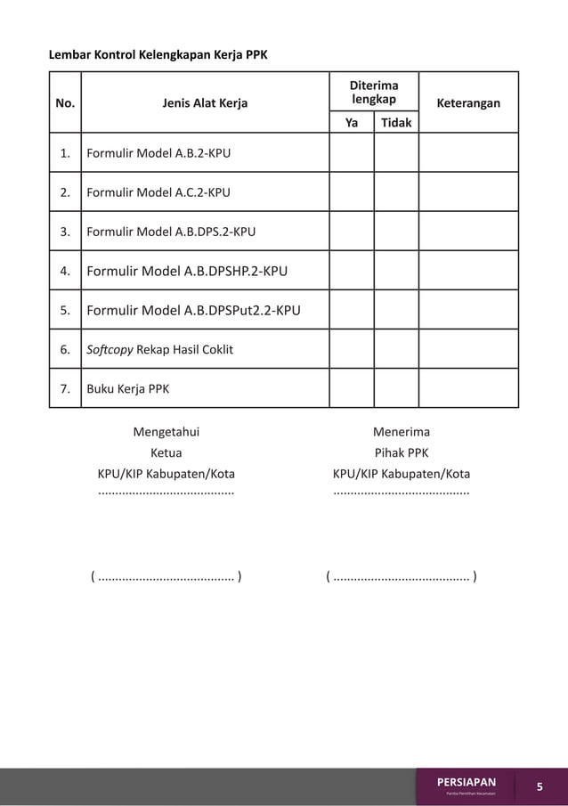 Draft buku kerja-ppk_pemilu_rev5 | PDF