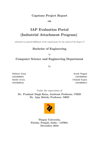 Capstone Report - Industrial Attachment Program (IAP) Evaluation Portal ...