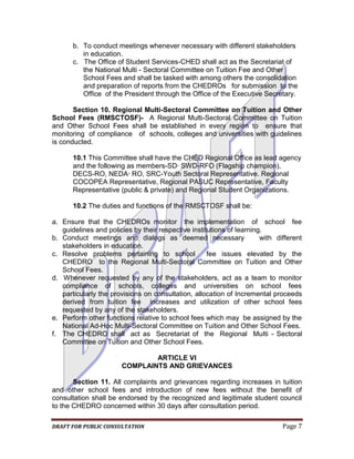 Draft cmo on tuition and other school fees | PDF