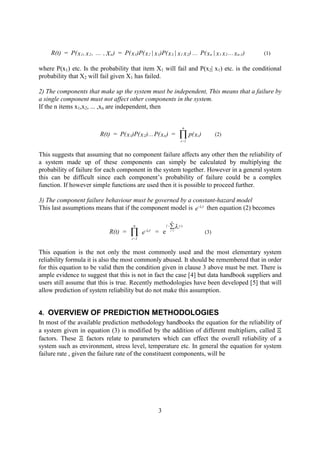 Draft comparison of electronic reliability prediction methodologies | PDF