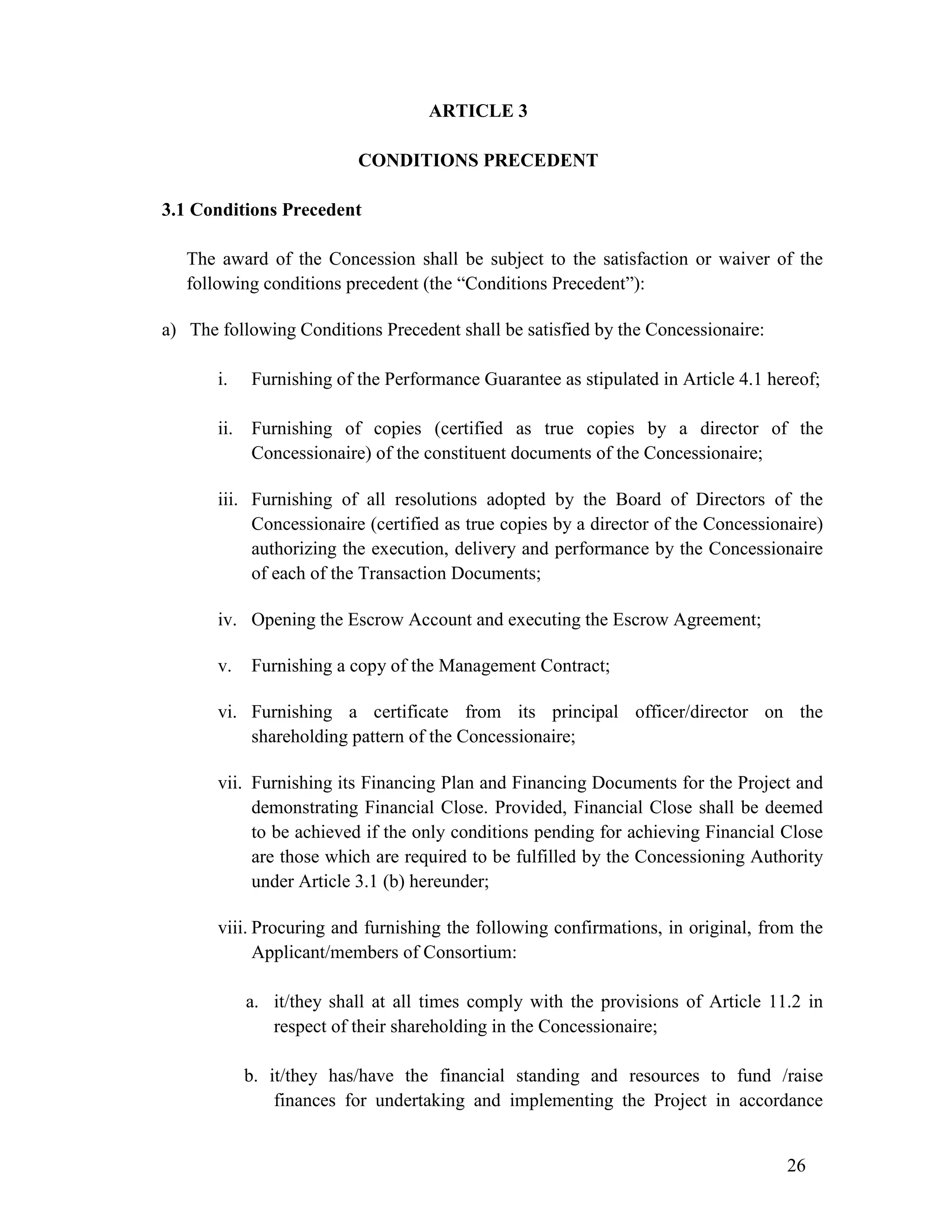 Draft concession agreement | PDF