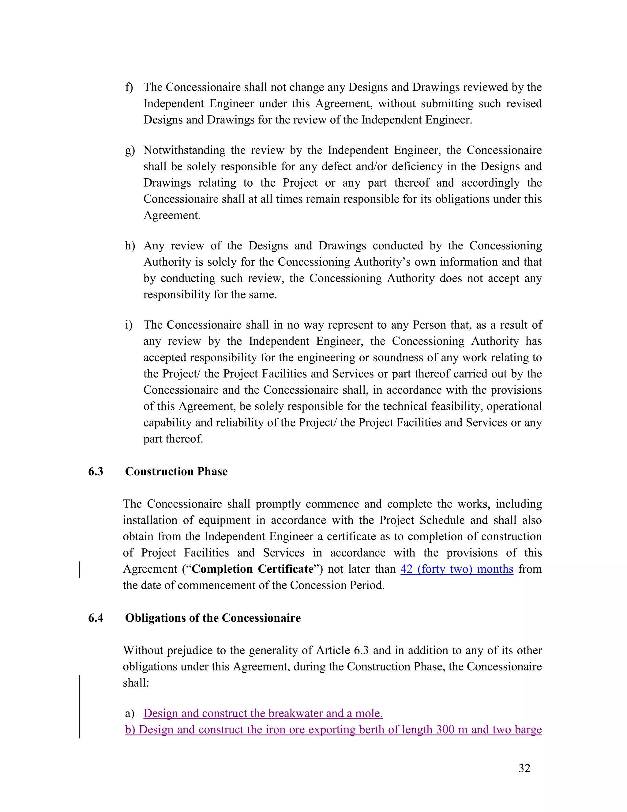 Draft concession agreement | PDF