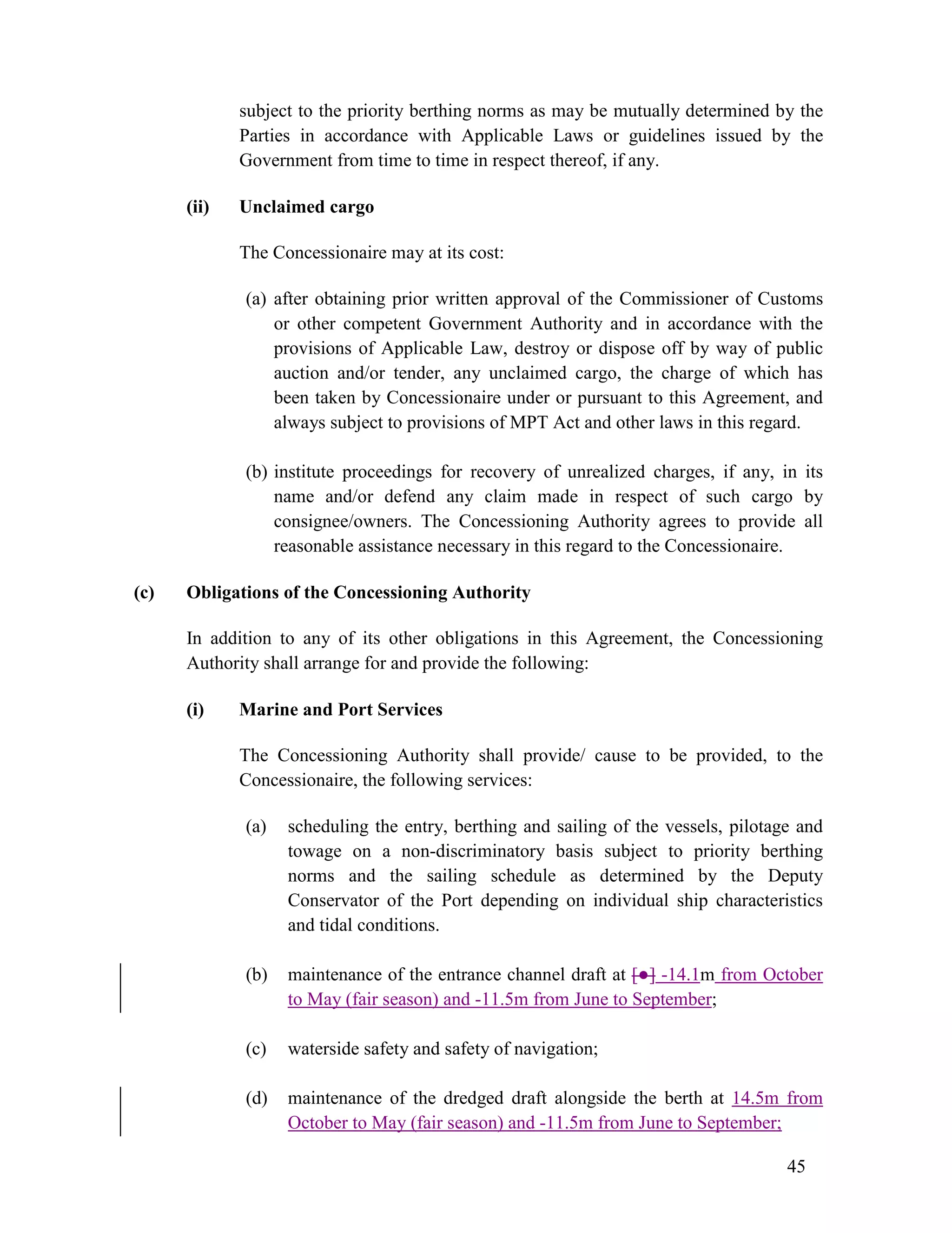 Draft concession agreement | PDF