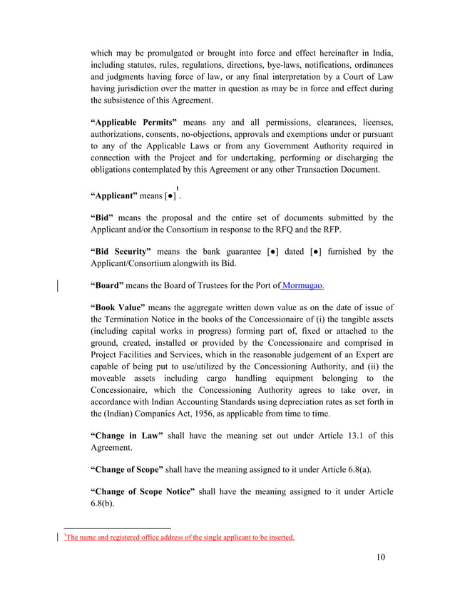 Draft concession agreement | PDF