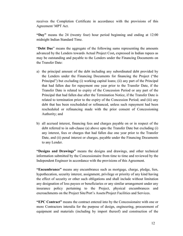 Draft concession agreement | PDF