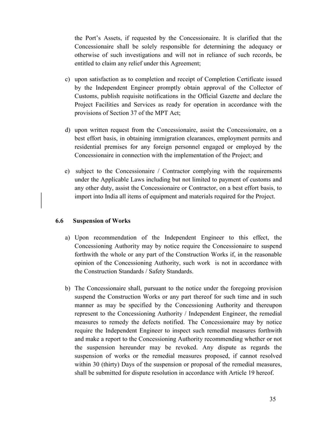 Draft concession agreement | PDF