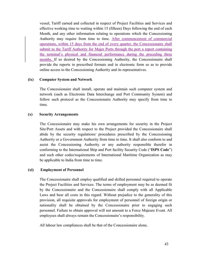 Draft concession agreement | PDF