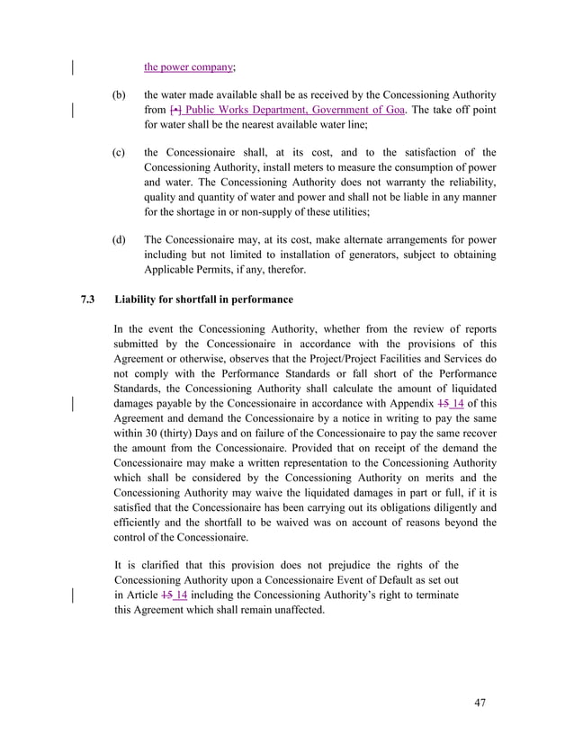 Draft concession agreement | PDF