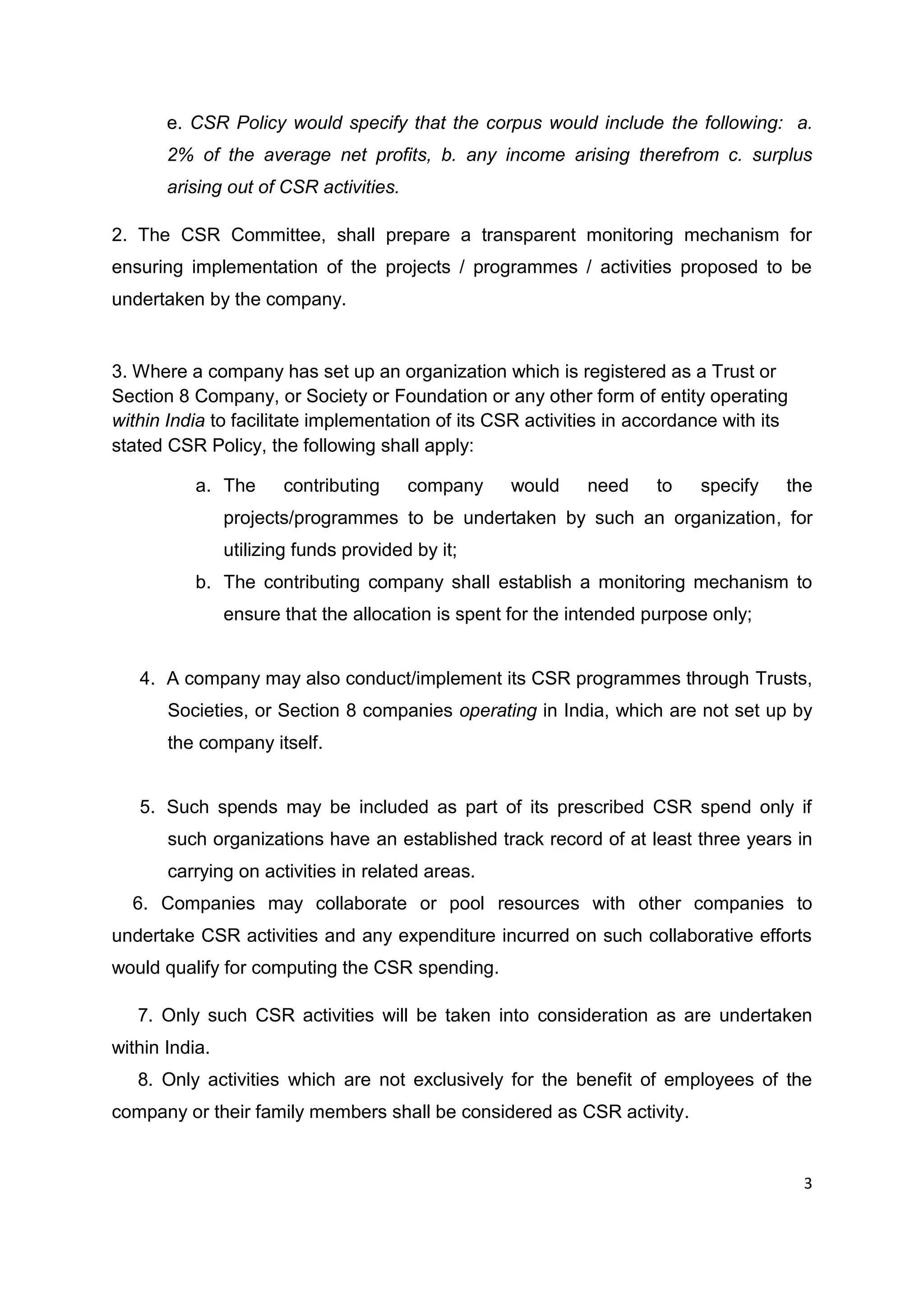 Draft csr rules 2013 | PDF