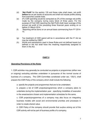 Draft csr rules 2013 | PDF
