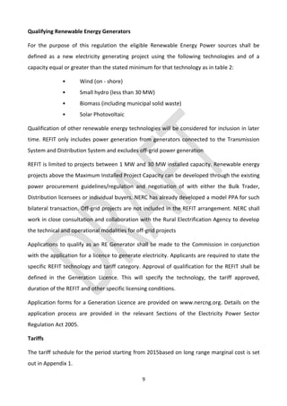 Draft Feed-In Tariffs | PDF