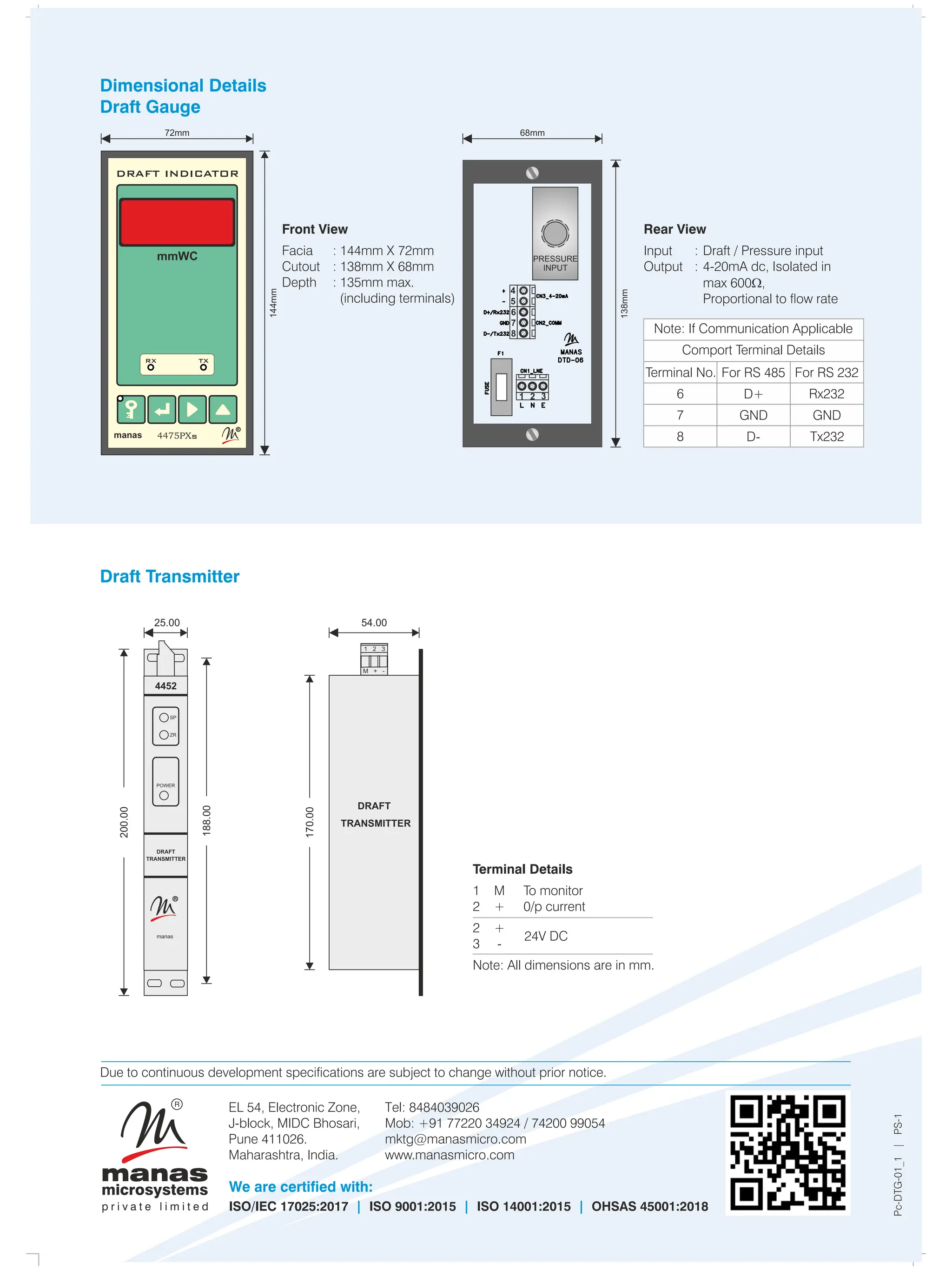 Draft Guage Indicator for boiler draft measurement | PDF