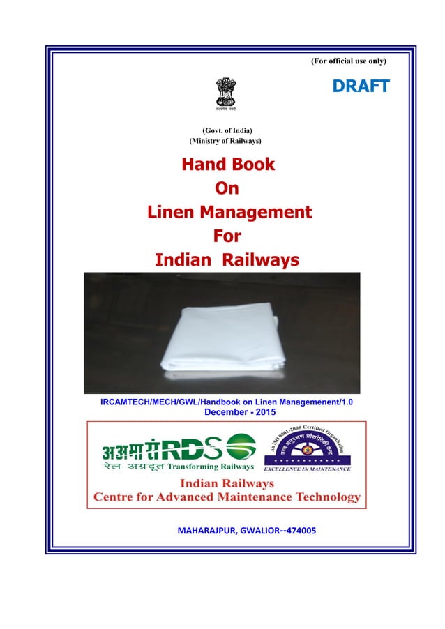 Draft handbook on linen management | PDF | Home Appliances | Home & Garden