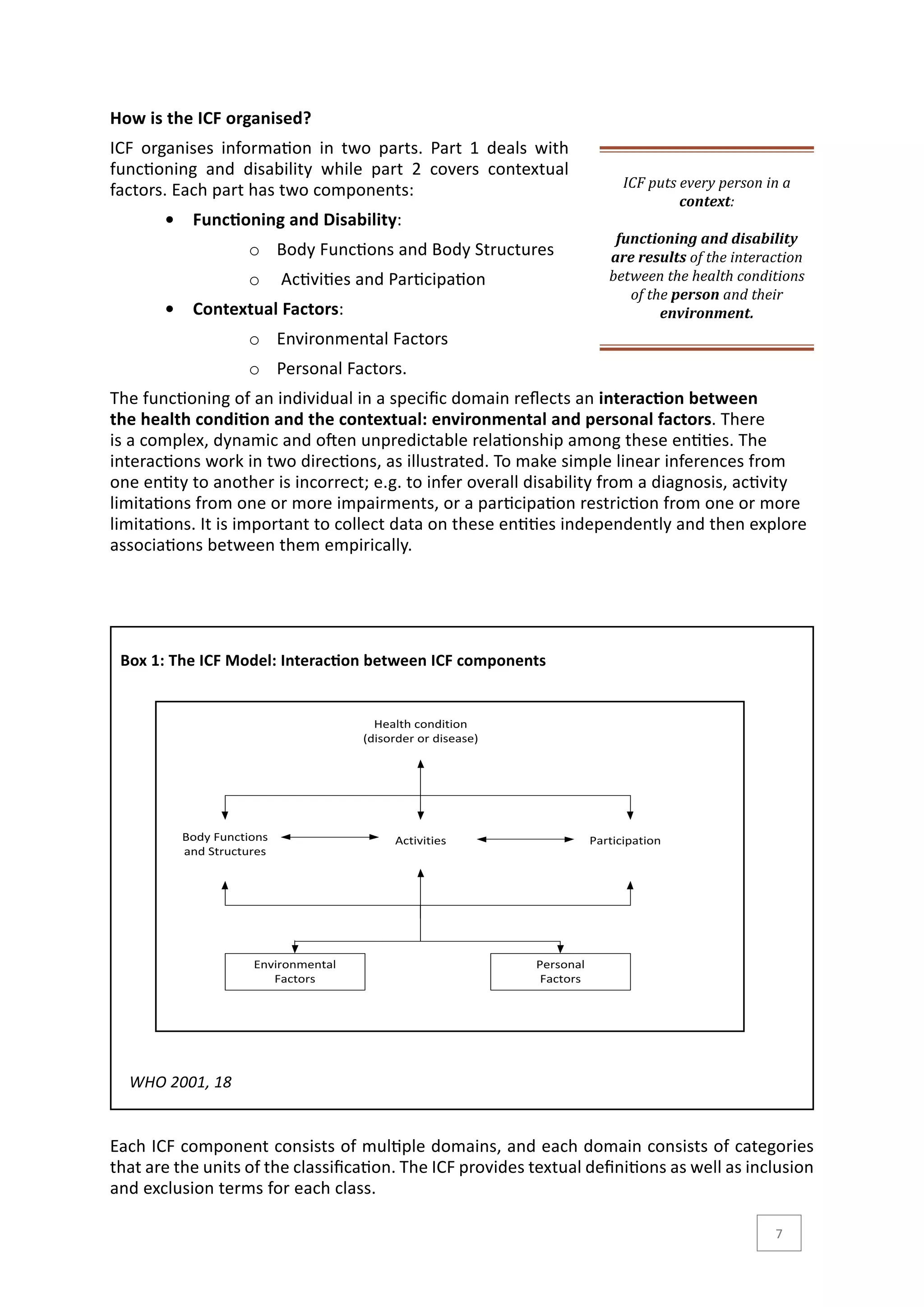 International Classification Of Functioning Disability And Health Icf Pdf