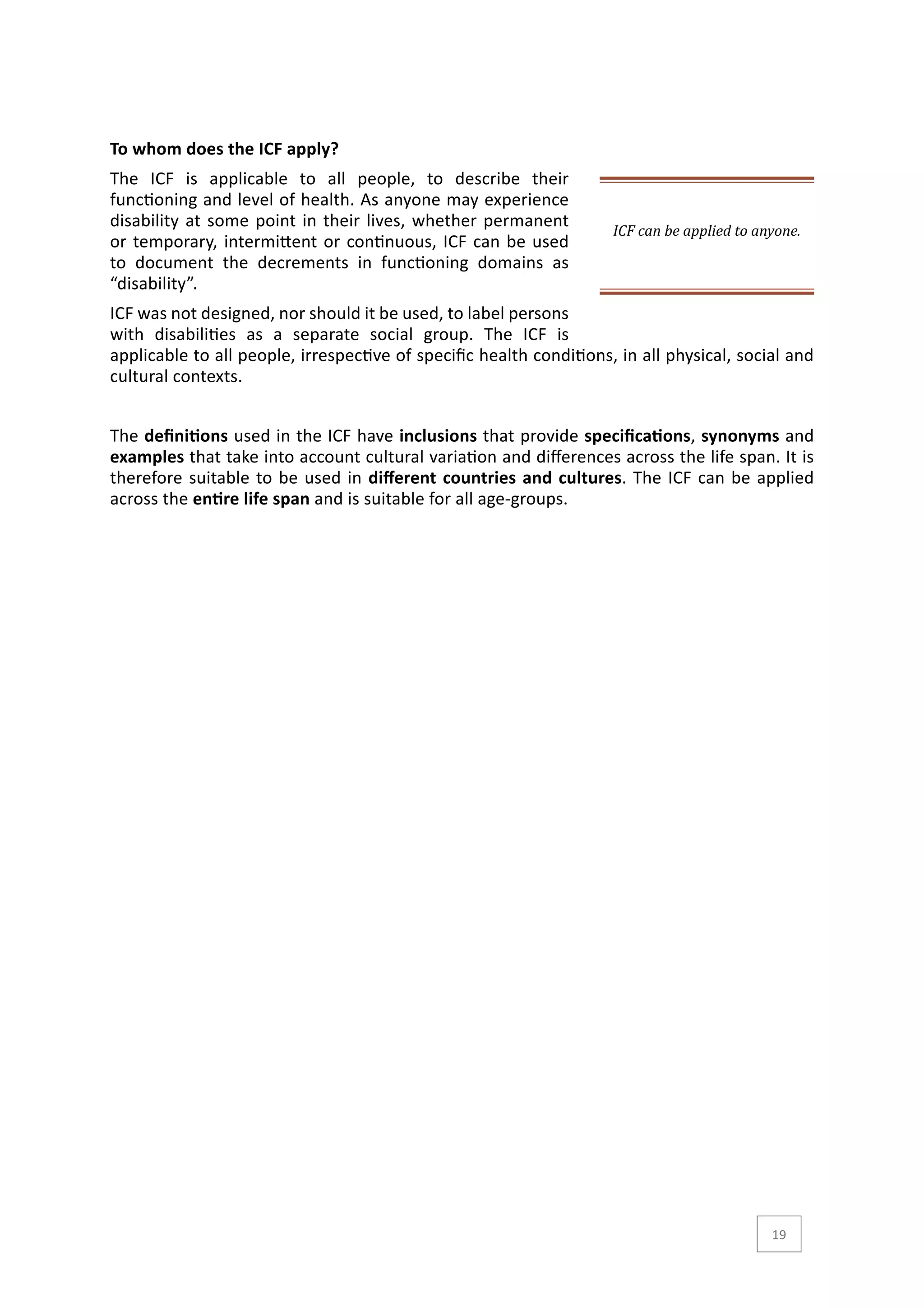 International Classification of Functioning, Disability and Health (ICF ...