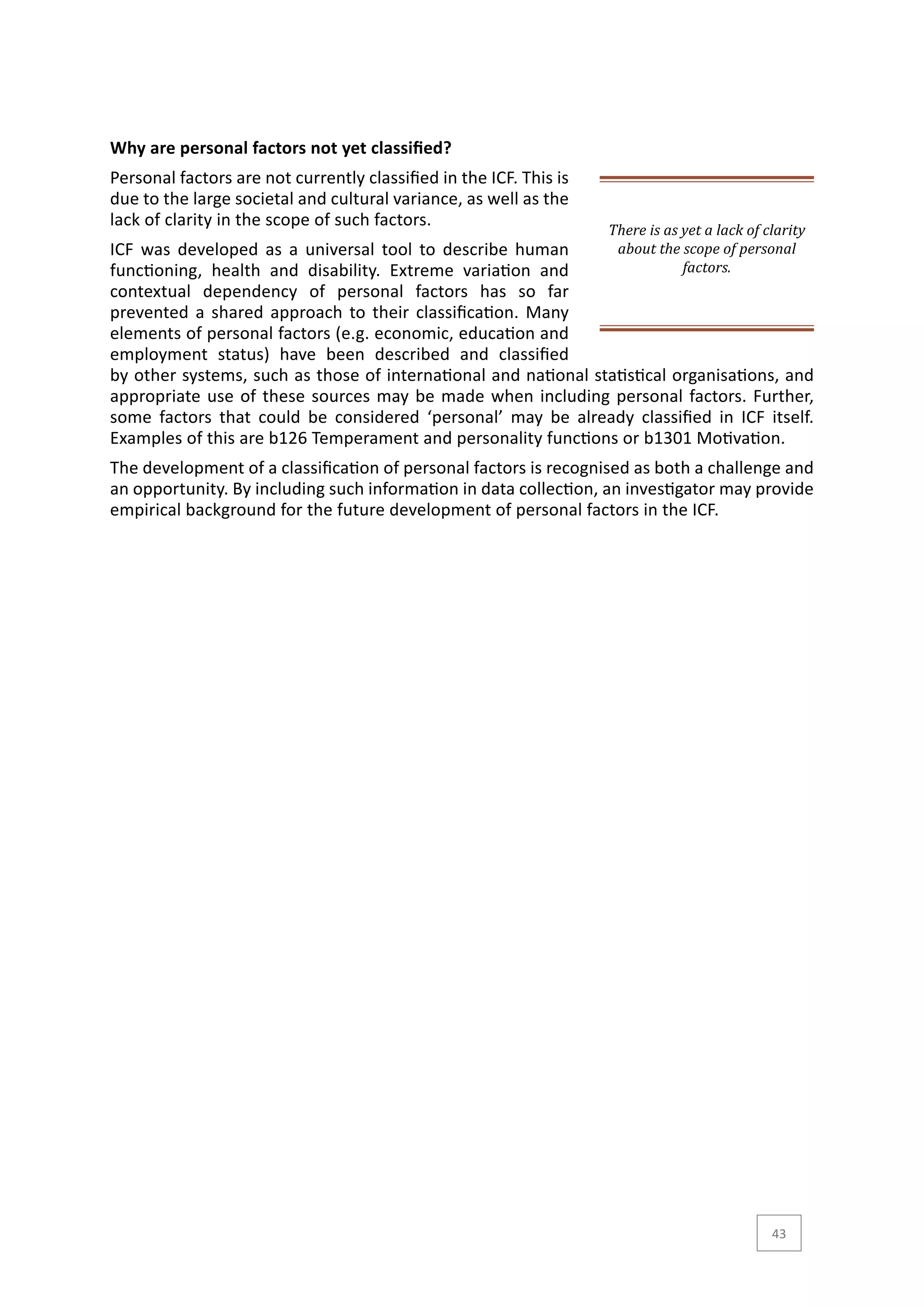 International Classification Of Functioning Disability And Health Icf Pdf