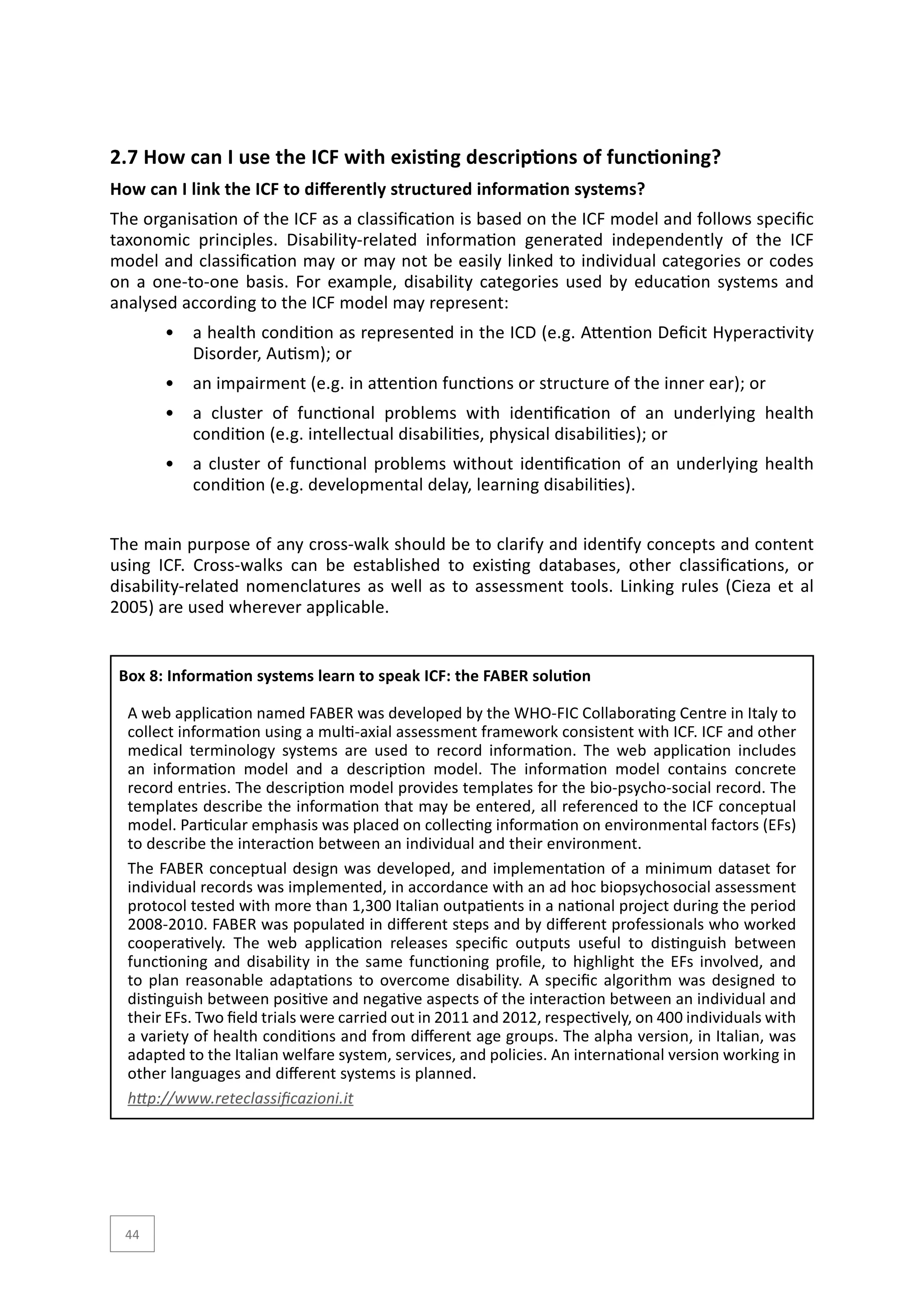 International Classification Of Functioning Disability And Health Icf Pdf