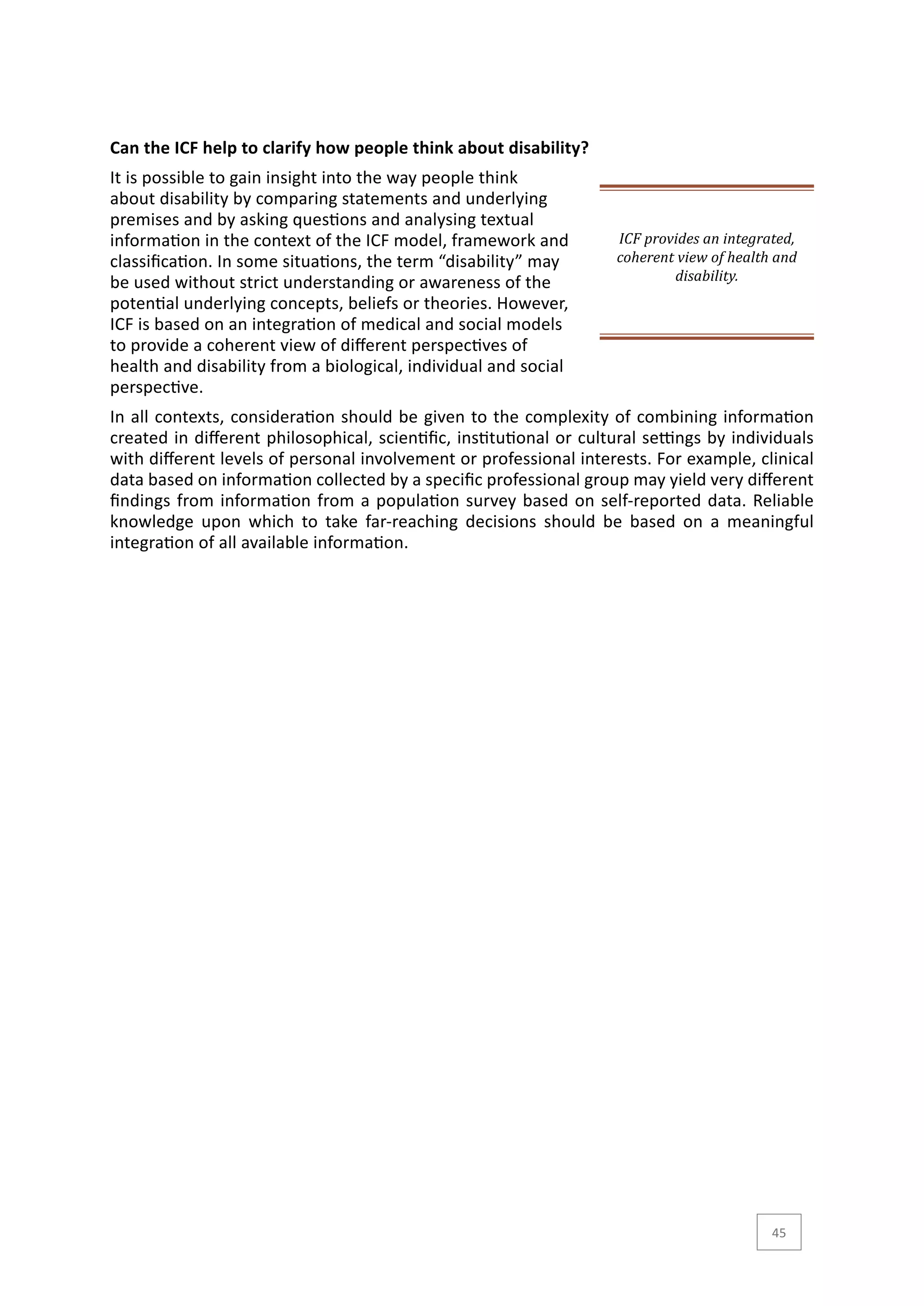 International Classification Of Functioning Disability And Health Icf Pdf