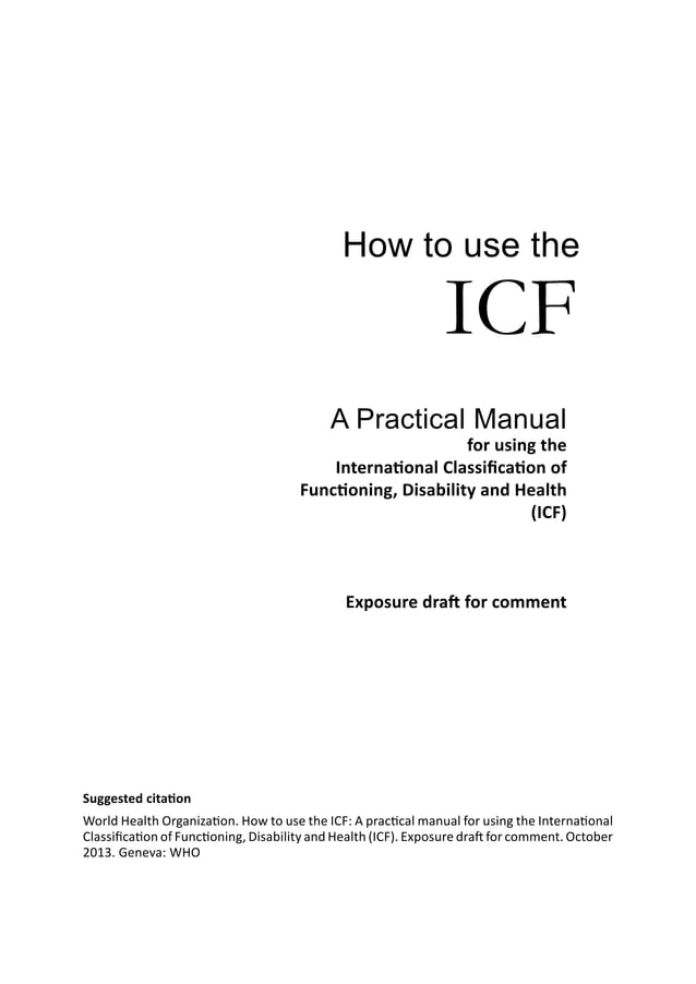 International Classification Of Functioning Disability And Health Icf Pdf
