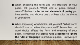 Drafting-a-Poem. Creating a poem and its parts | PPTX