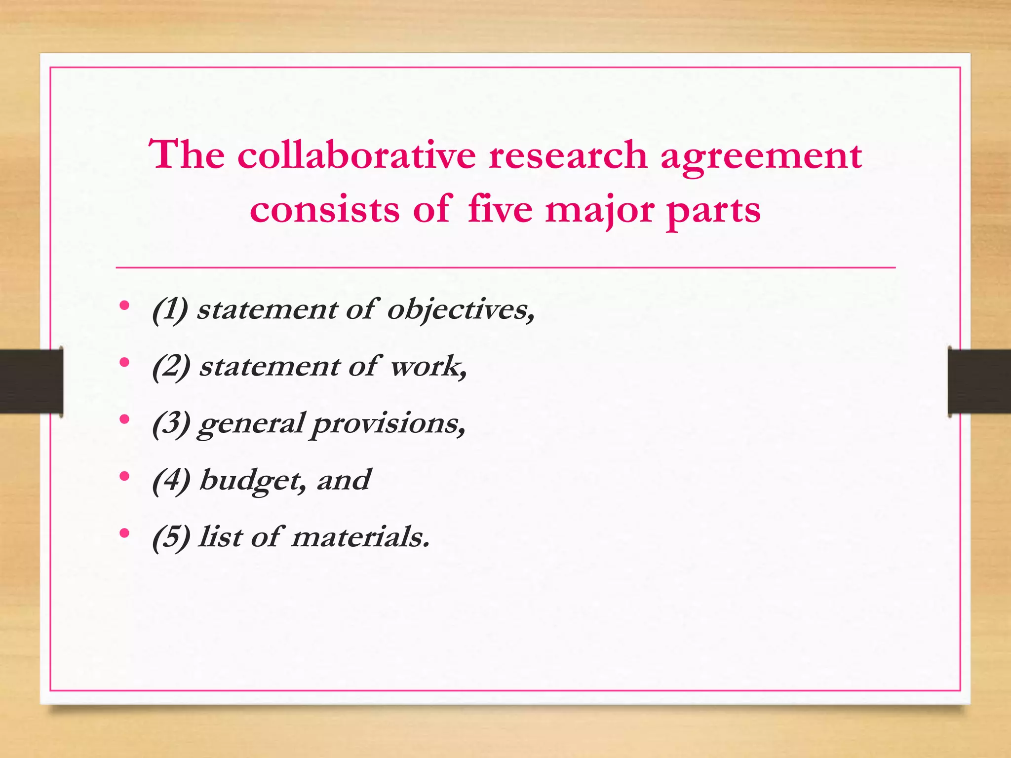 Drafting a collaborative research agreement | PPTX