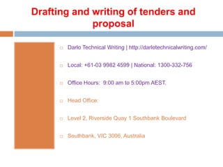 Drafting and writing of tenders and proposal | PPTX