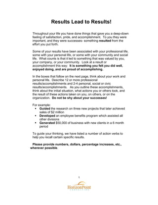 Drafting a Results Resume Guide | PDF