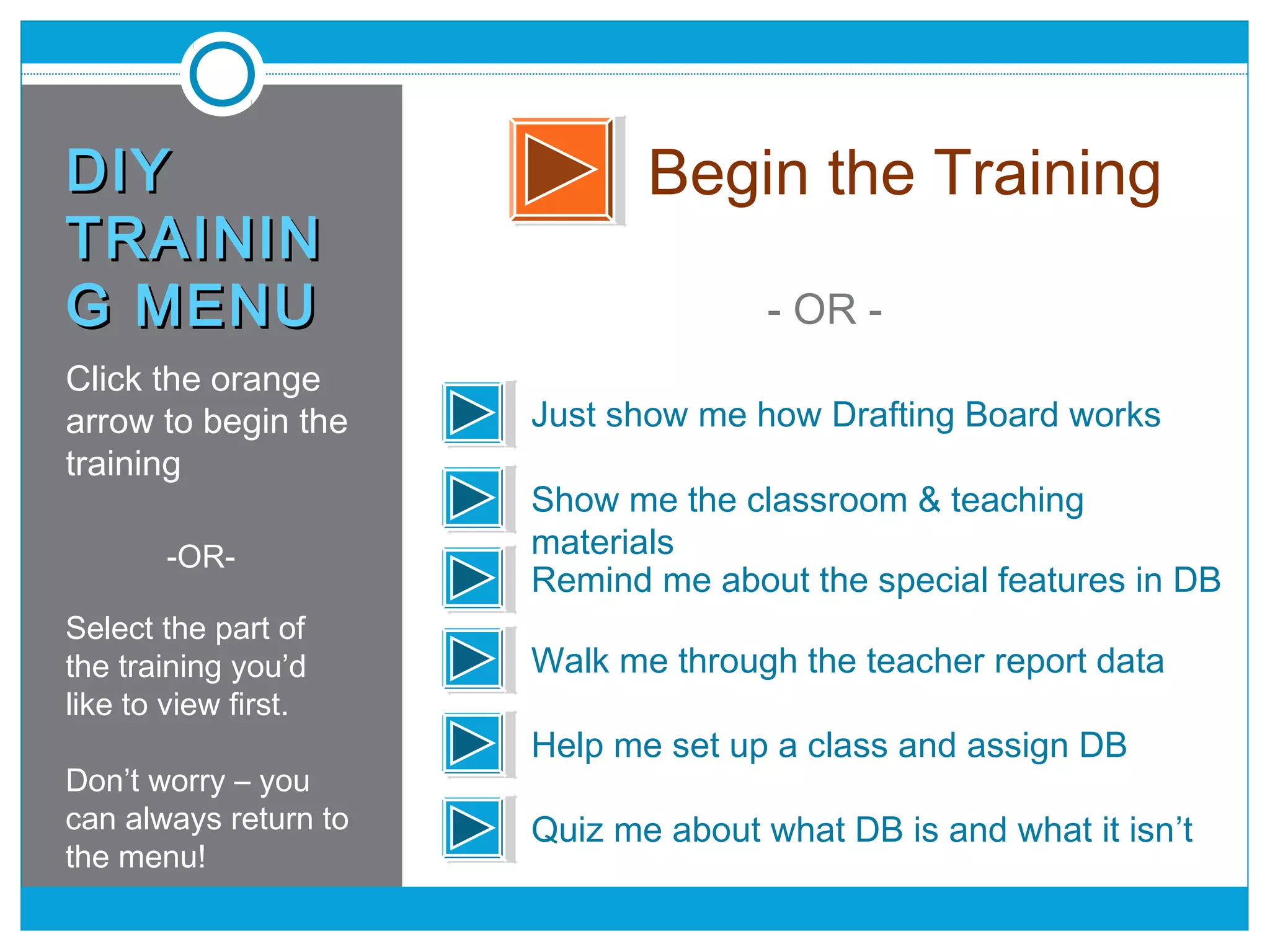 Drafting Board self-guided training | PPT | Homework and Study | Education