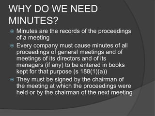 Drafting minutes and resolutions from Members and Board Meetings | PPTX